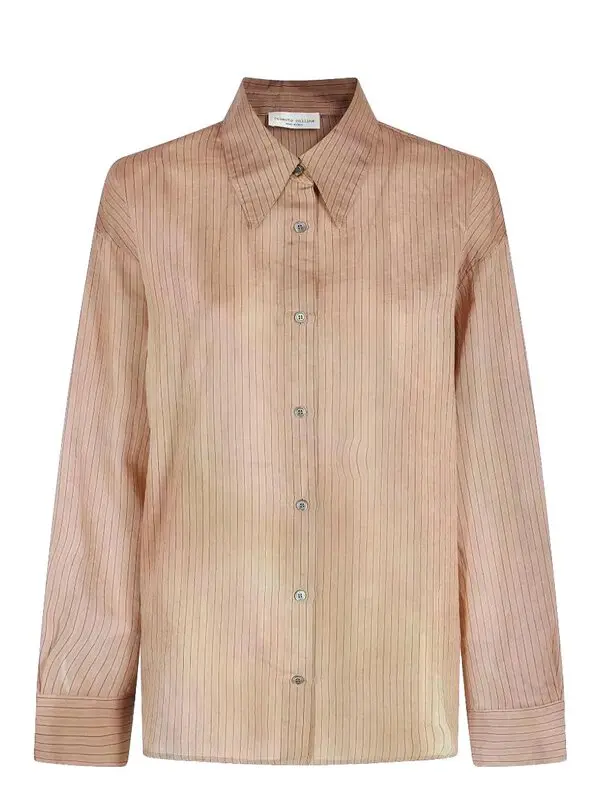 ROBERTO COLLINA Vertical-stripe Long-sleeve Shirt - Neutrals