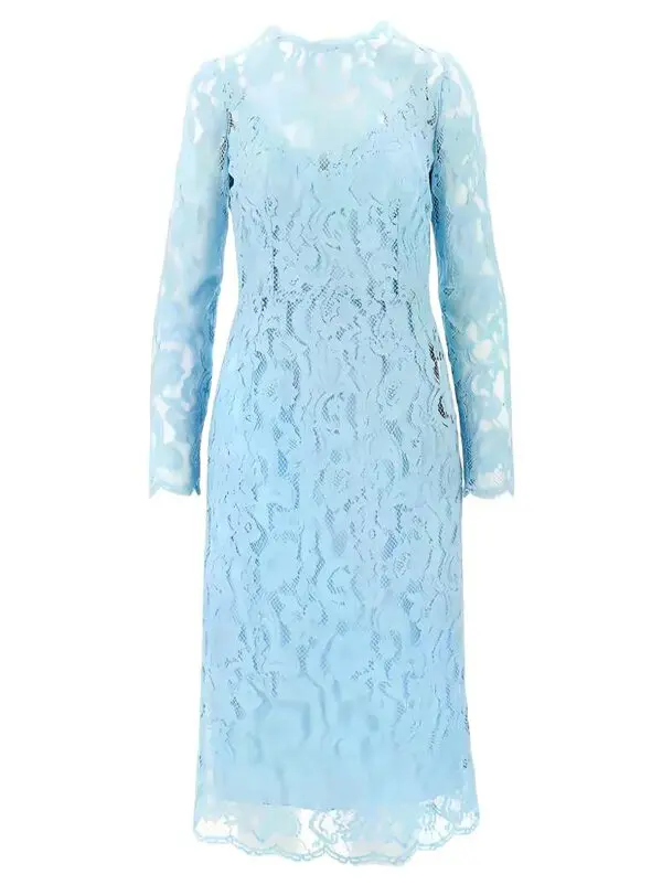 Dolce & Gabbana Floral-lace High-neck Dress - Blue