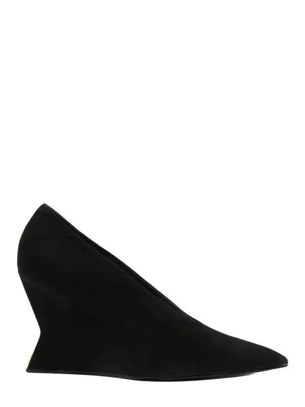Balmain Suede Wedge-heel Pumps - Black