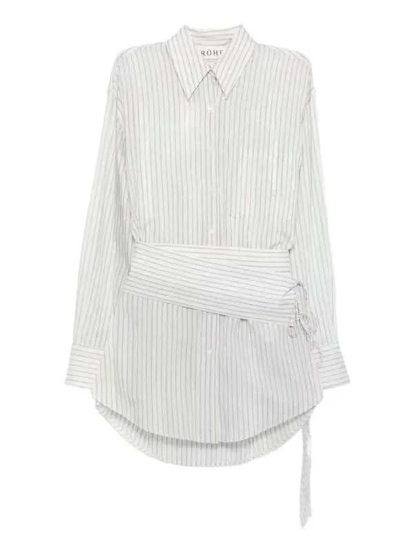 RÓHE Belted Pinstriped Shirt - Neutrals