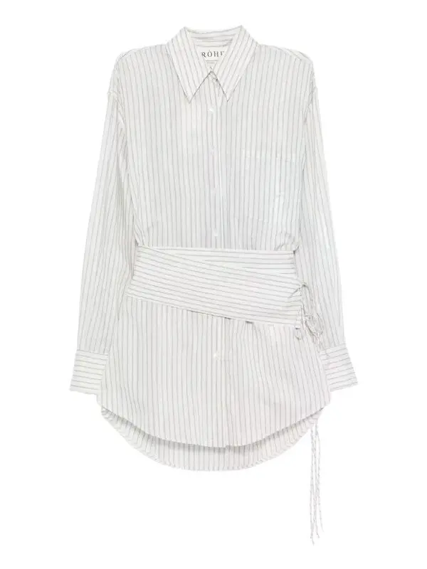 RÓHE Belted Pinstriped Shirt - Neutrals