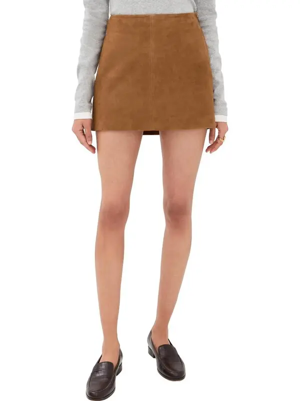 ARMA Melody Lamb Suede Skirt - Whiskey