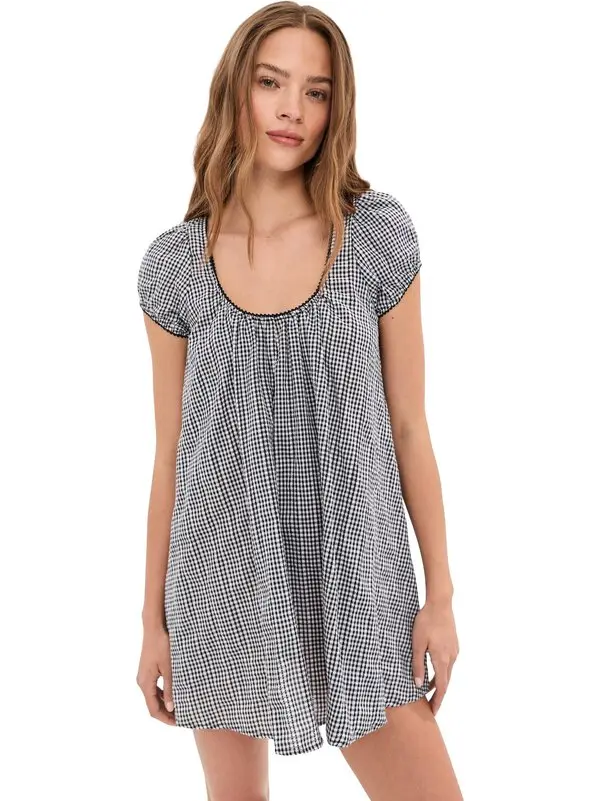 LE BOP Babydoll Mini Dress - Black/white Gingham
