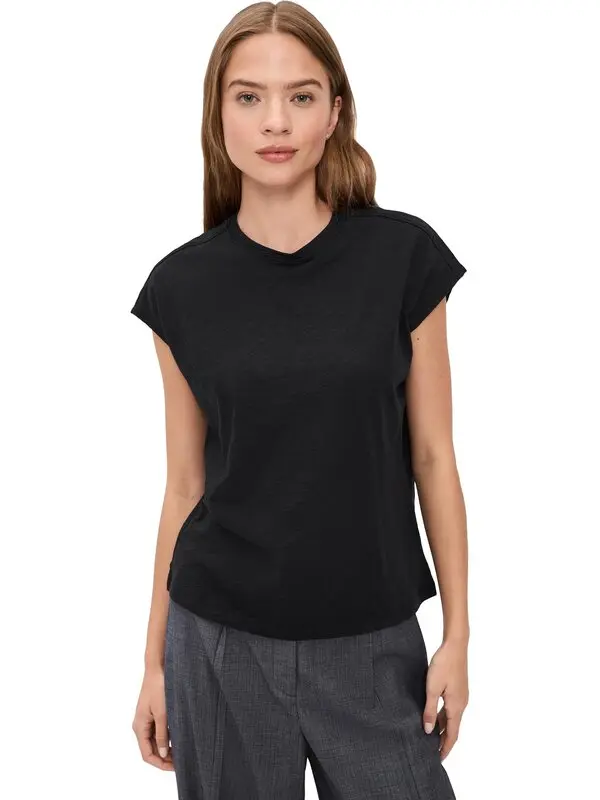 Theory Bind Neck Boxy Tee - Black