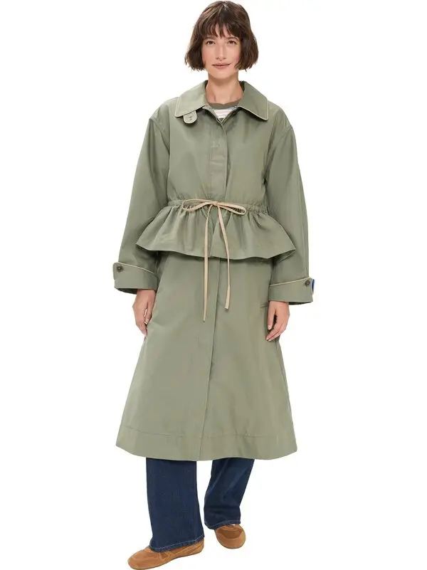 DAMSON MADDER Twill Trench Coat With Detachable Skirt - Sage