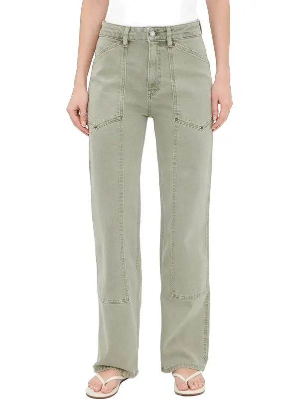 Warp + Weft Utility Straight Leg Jeans - Laurel Green