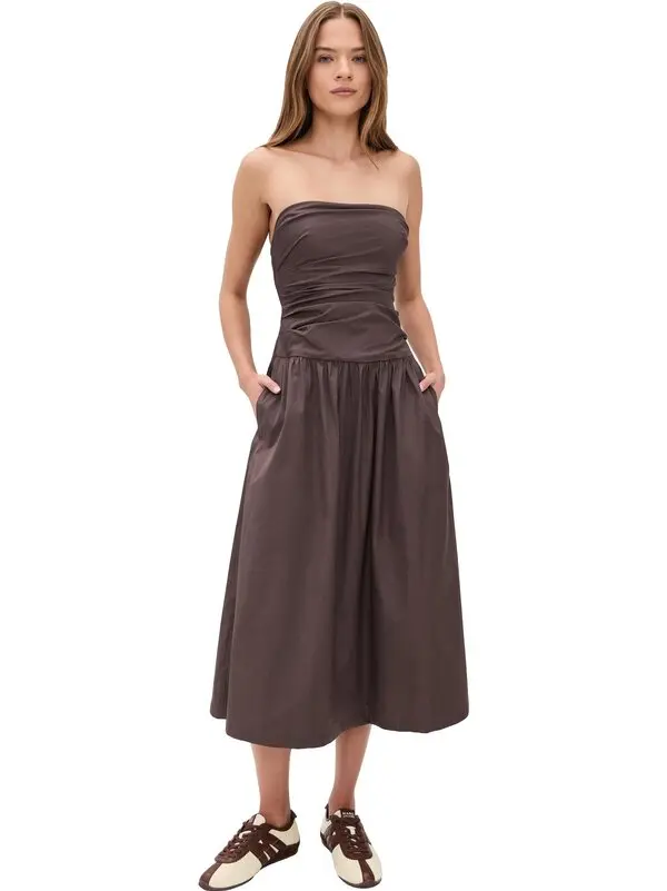 Madewell Amari Ruched Midi Dress - Chocolate Plum
