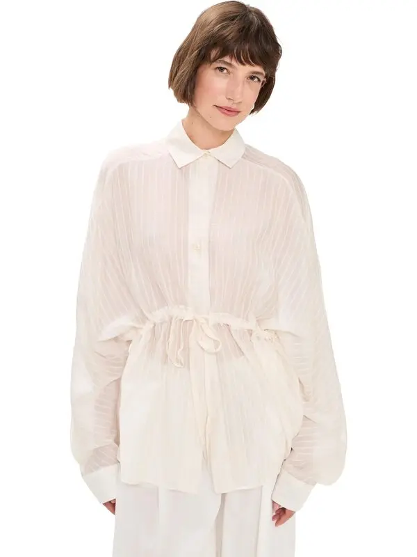THE LATEST Dalida Stripe Muslin Shirt - Cream