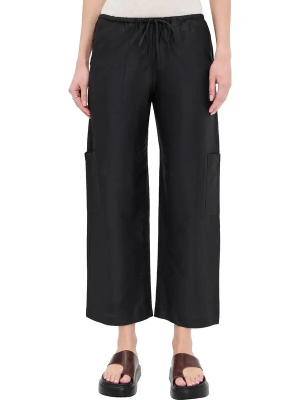 Donni. Silk Taffeta Drawstring Cargo Pants - Jet