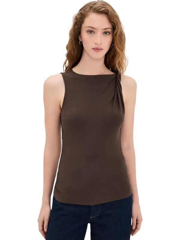 Veronica Beard Otessa Sleeveless Top - Dark Mocha