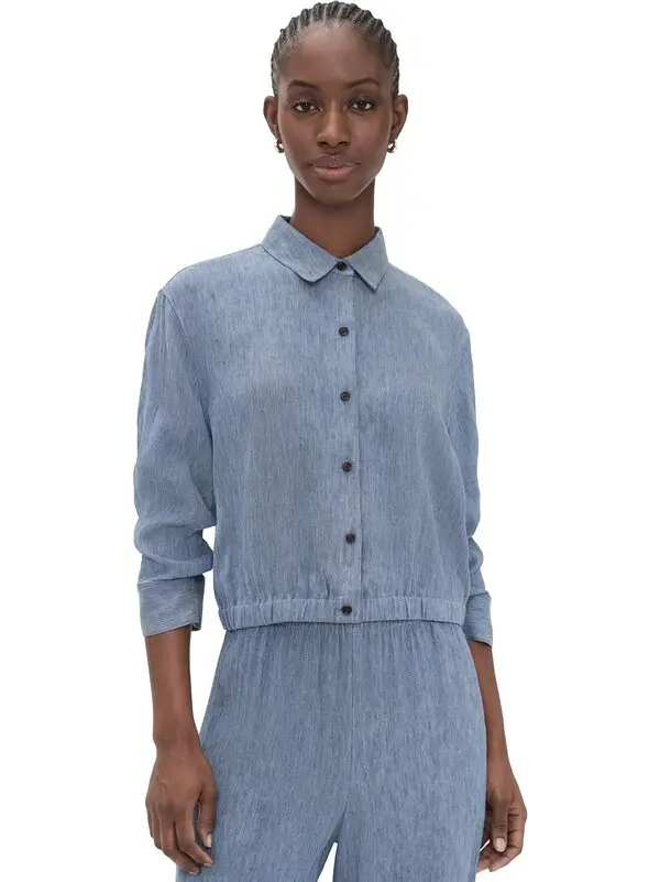 Theory Collared Button Down Shirt - Light Denim