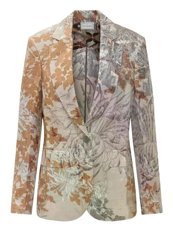 PIERRE-LOUIS MASCIA Floral-print Silk Jacket - Neutrals