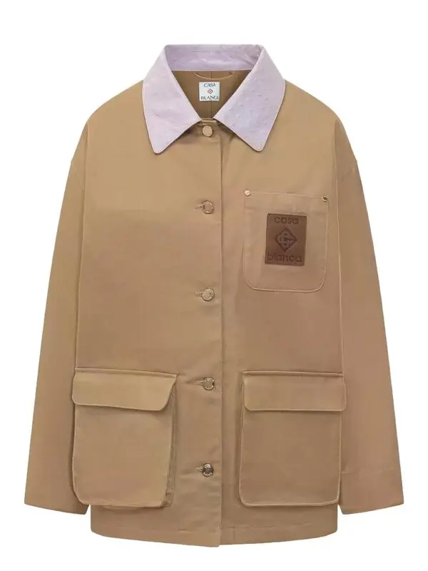 Casablanca Leather-collar Patch-pocket Jacket - Neutrals