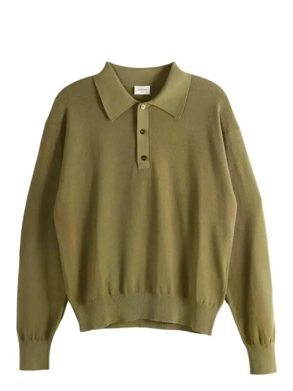 Saint Laurent Long-sleeved Polo Shirt - Green