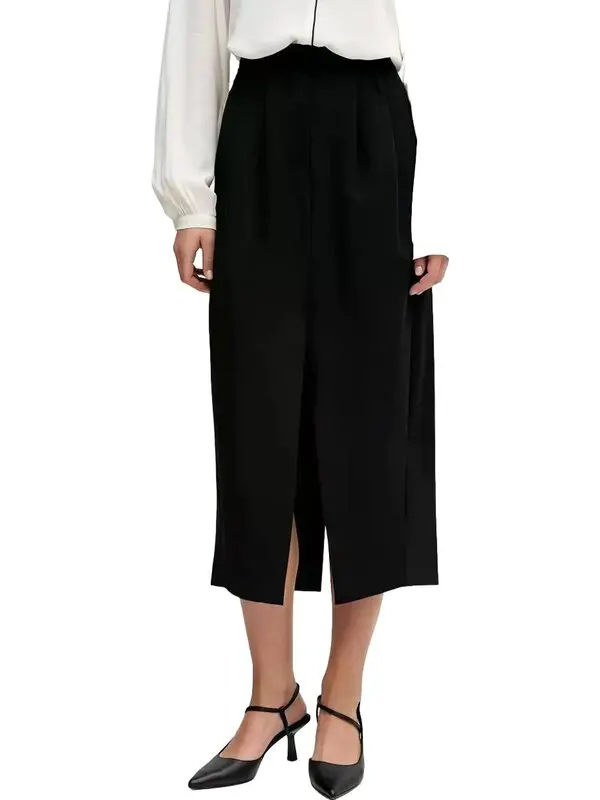Sisley Slit Midi Skirt - Black