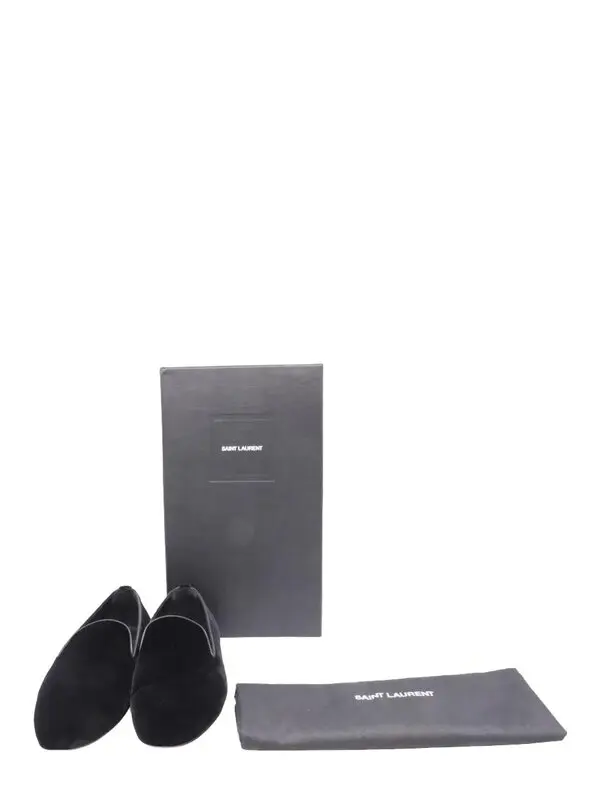 Saint Laurent Velvet Smoking Slippers - Black