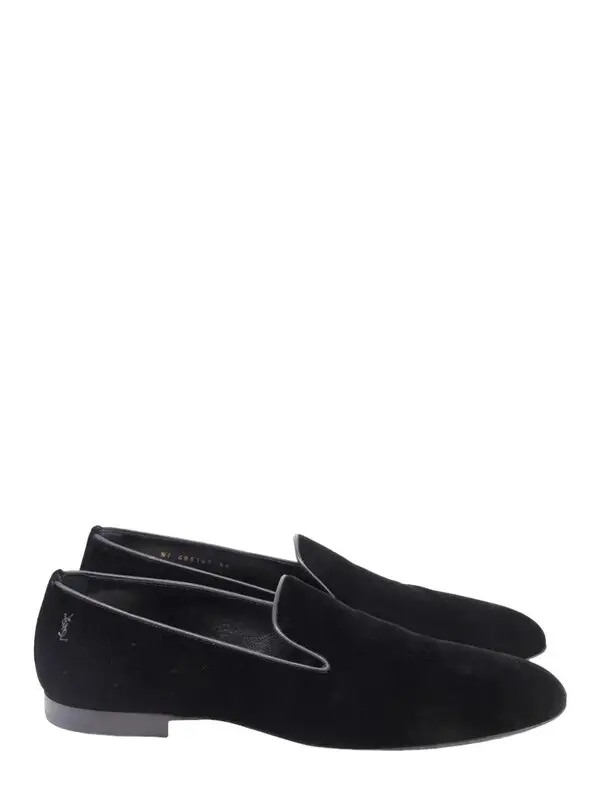 Saint Laurent Velvet Smoking Slippers - Black