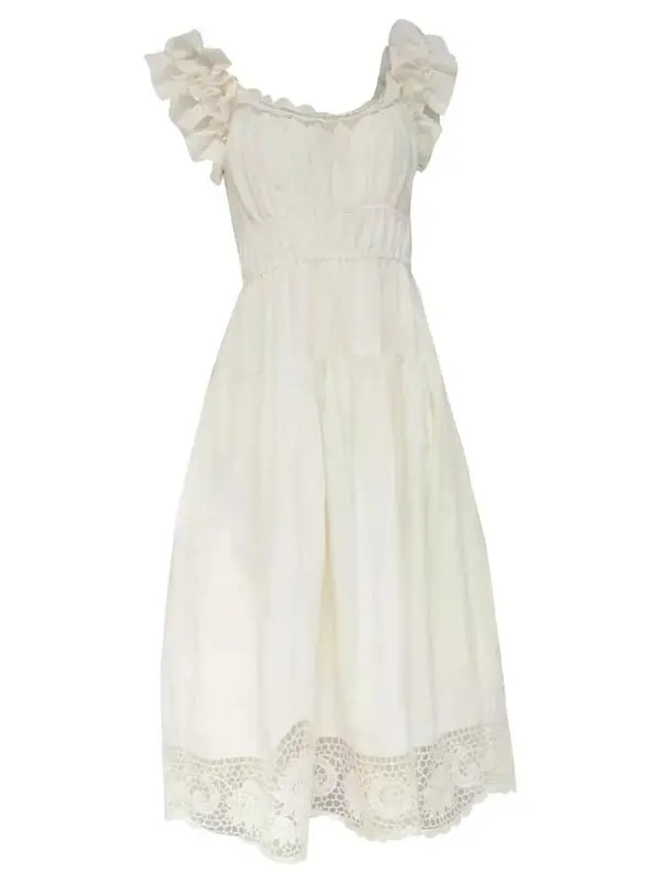 Ulla Johnson Leona Ruffled Midi Dress - Neutrals
