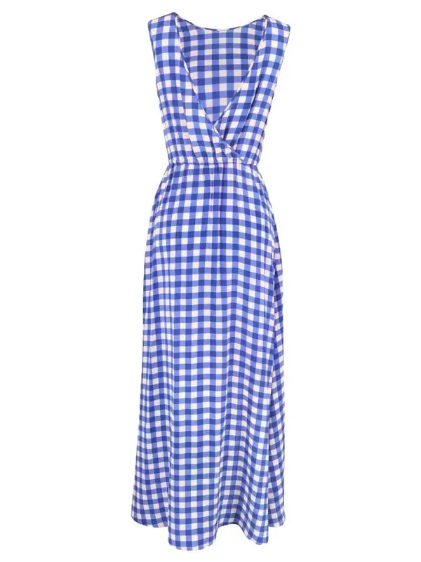 Diane Von Furstenberg Check-print Maxi Dress - Blue