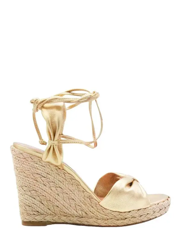 AQUAZZURA Metallic Leather Espadrille Wedges - Gold