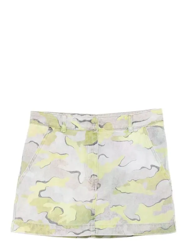 Pinko Camouflage Print Cotton Mini Skirt - Grey
