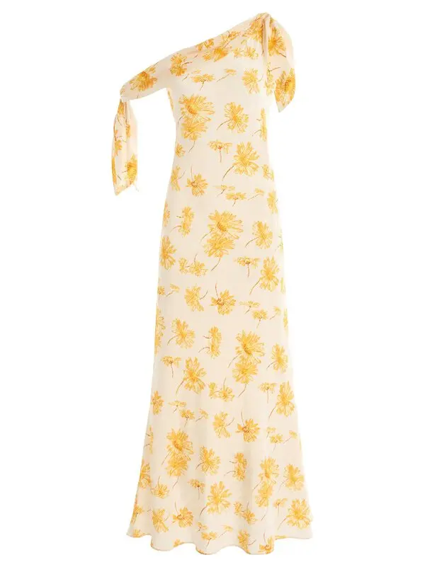 RODARTE Moiré Daisy Silk-crepe Midi Dress - White