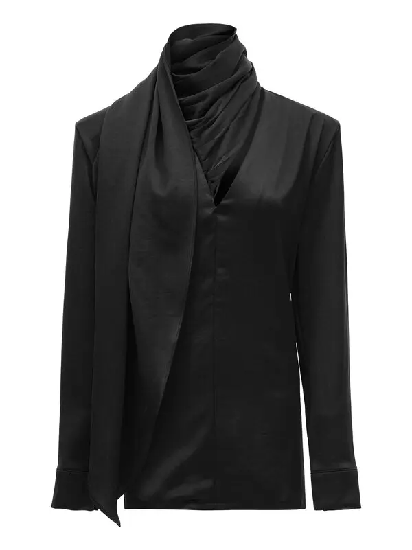 Source Unknown Scarf Satin Top - Black