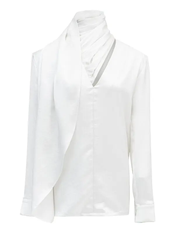 Source Unknown Scarf Satin Top - White