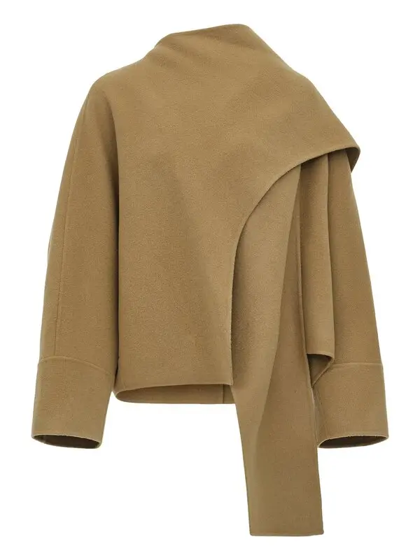 Source Unknown Nuage Draped Wool Coat - Brown