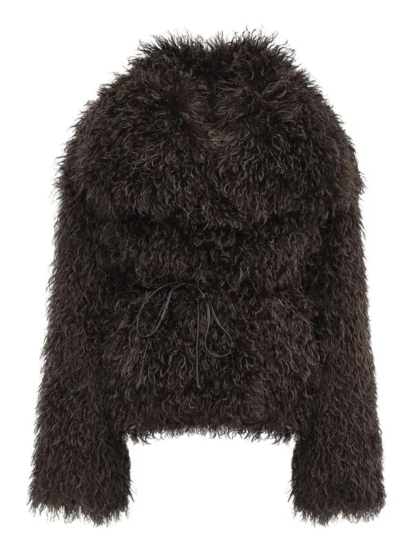 Source Unknown Hathi Faux-fur Belted Jacket - Brown