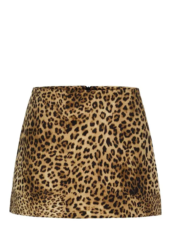 Source Unknown Anouk Leopard Cotton-blend Mini Skirt - Brown