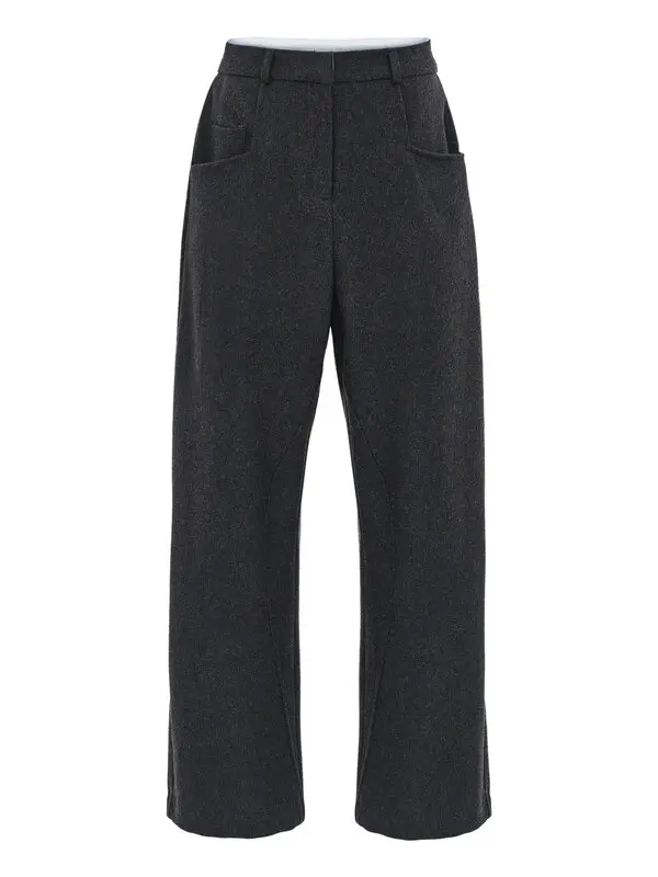 Source Unknown Roanna Wool-blend Wide-leg Trousers - Black