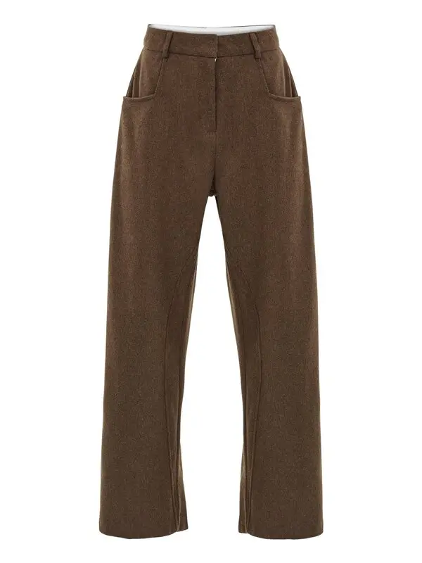 Source Unknown Roanna Wool-blend Wide-leg Trousers - Brown