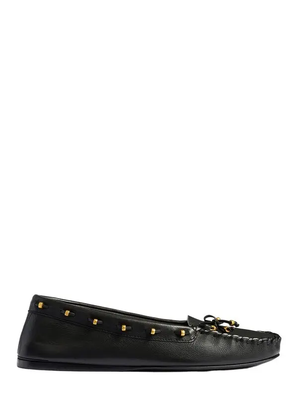 Khaite Milly Flat In Pebbled Leather - Black