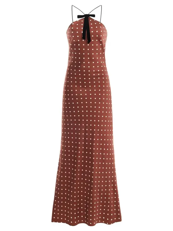 RODARTE Polka-dot Silk-twill Midi Dress - Brown