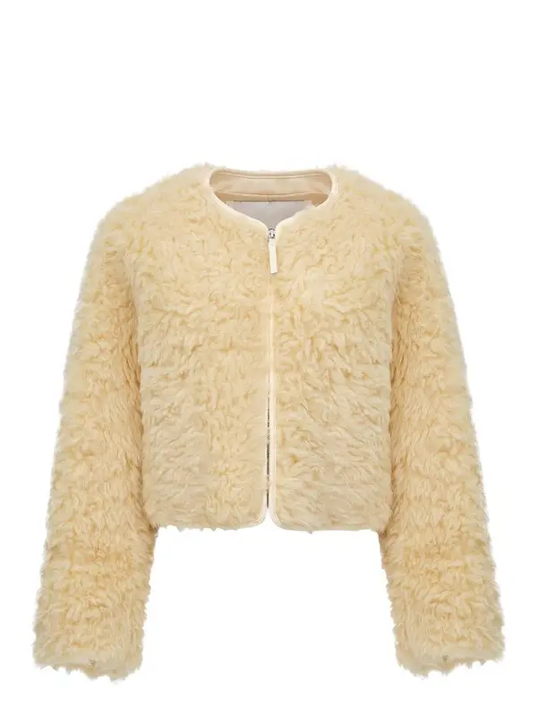 Source Unknown Zipped Shearling Jacket - Yellow