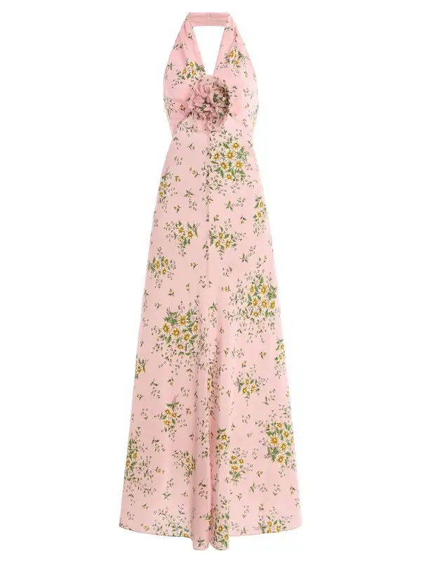 RODARTE Silk Crepe Halterneck Maxi Dress - Floral