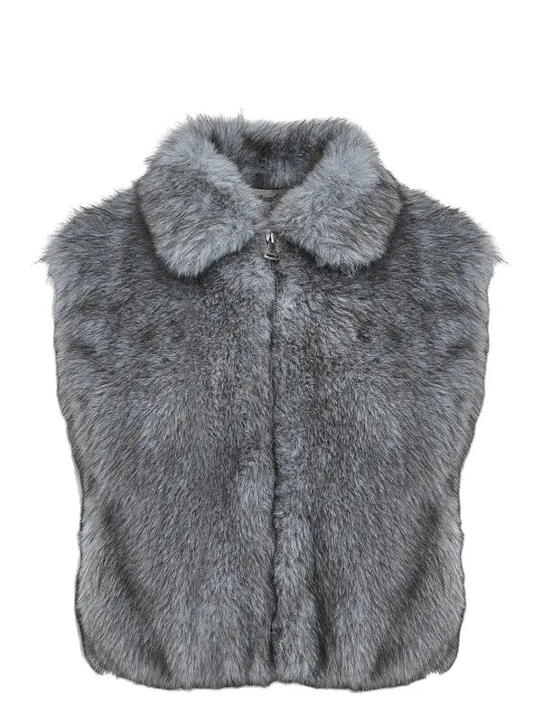 Source Unknown Fur Combo Knit Cardigan - Grey