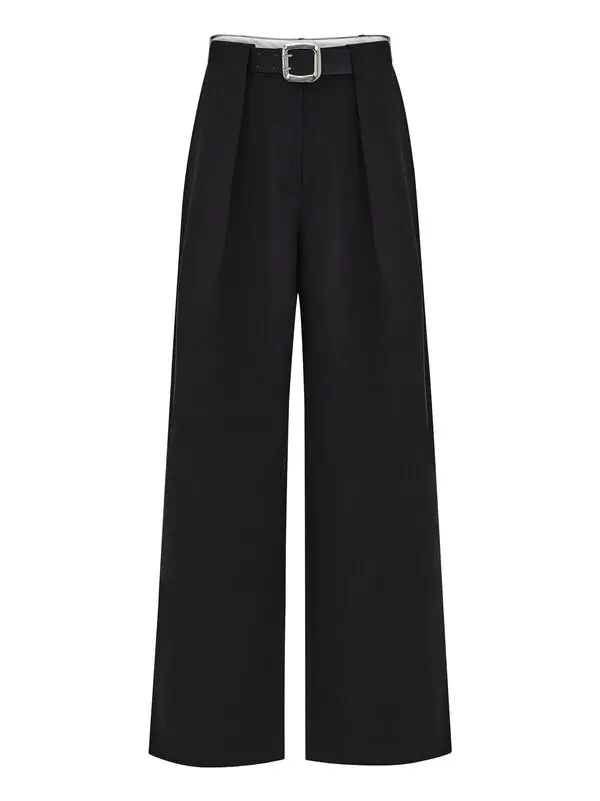 Source Unknown Matteo Belted Wide-leg Trousers - Black