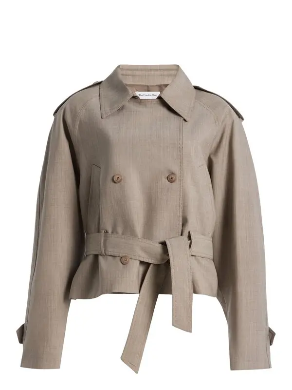 THE FRANKIE SHOP Stan Cropped Trench Coat - Grey