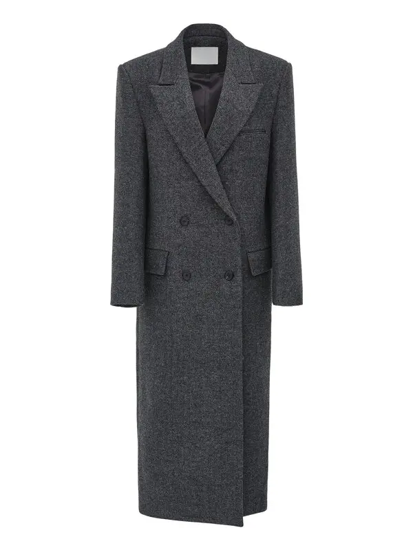 Source Unknown Reyna Long Wool Overcoat - Black