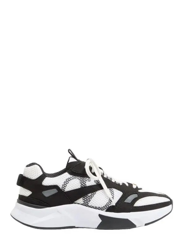 Valentino Garavani Demivee Trainer In Mesh And Suede - Black/grey