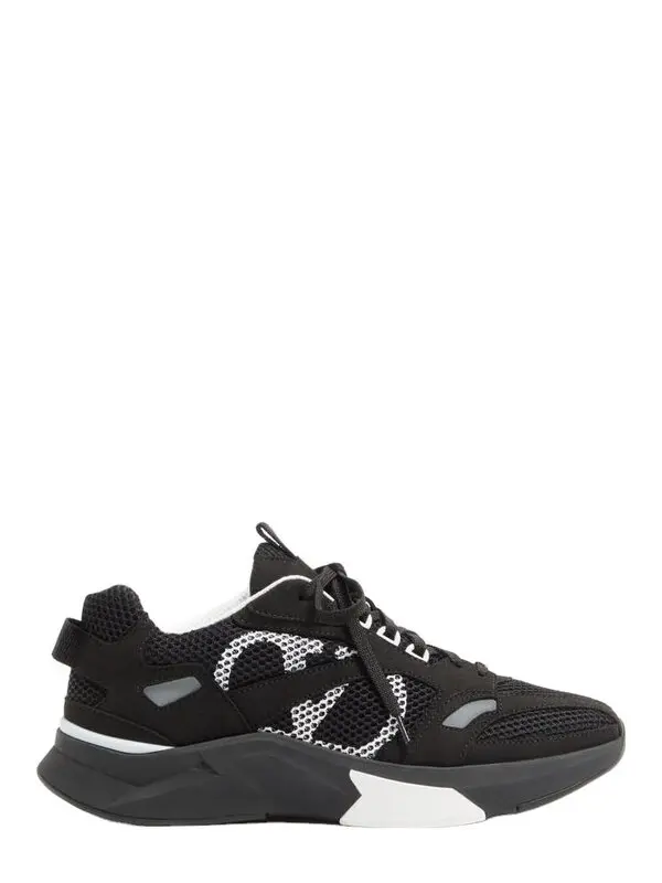 Valentino Garavani Demivee Trainer In Mesh And Suede - Black/grey