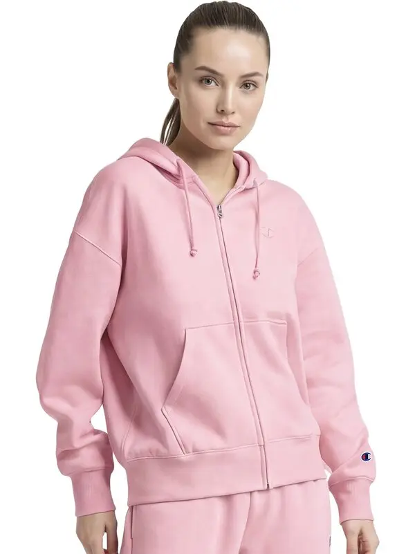 Champion Powerblend Fleece Full-zip Hoodie With C Logo - Rose Shadow