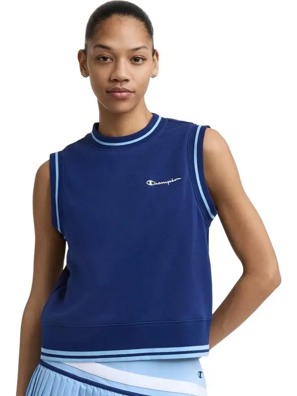 Champion Country Club Sleeveless Top With Embroidered Script Logo - Blue Depth