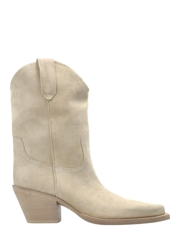 Paris Texas Suede Heeled Ankle Boots - Cream