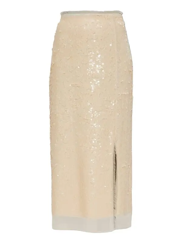 Rag & Bone Sequin Midi Skirt - Cream