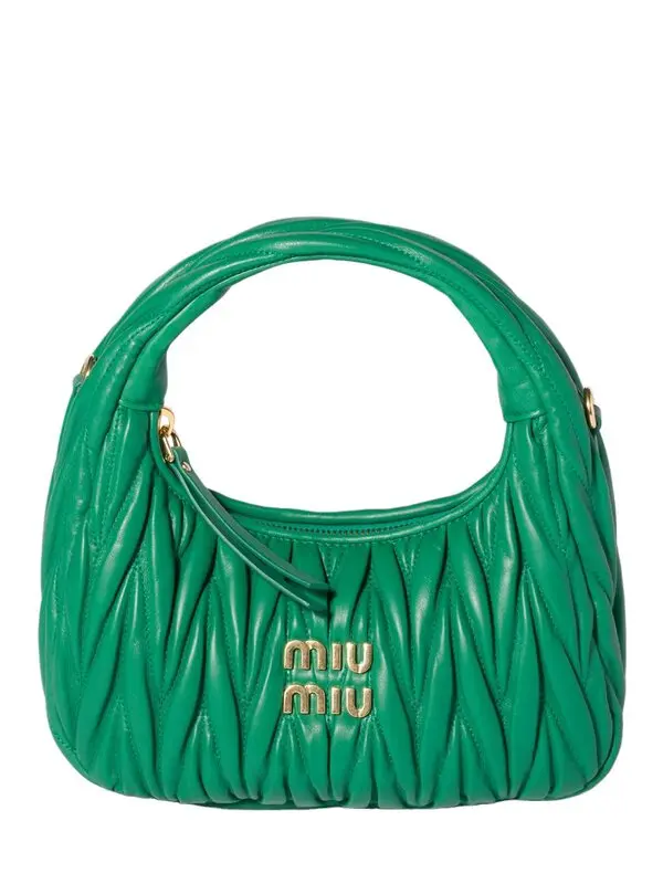 Miu Miu Wander Matelassé Nappa Leather Hobo Bag - Mango