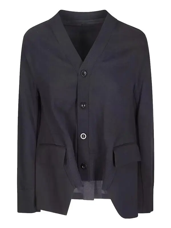 Sacai Wool-suiting Cardigan - Blue