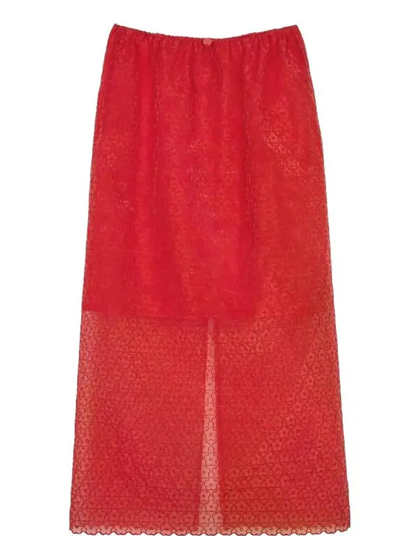 Cecilie Bahnsen Bala Floral-lace Midi Skirt - Red